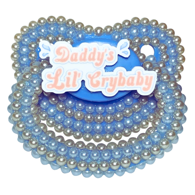 Baby Bear Pacis Adult Pacifier "Daddy's Lil Crybaby" Blue Adult Paci ...