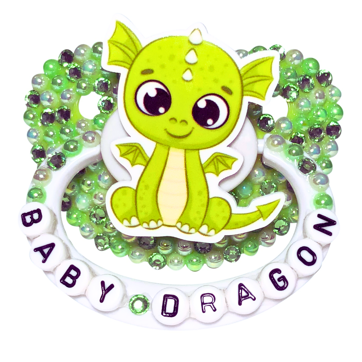 Baby Bear Pacis Adult Pacifier "Baby Dragon" White and Green Adult Pac ...