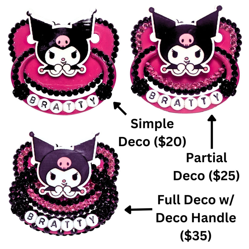 Baby Bear Pacis Adult Pacifier "Bratty" Dark Pink Kuromi Adult Paci (D ...
