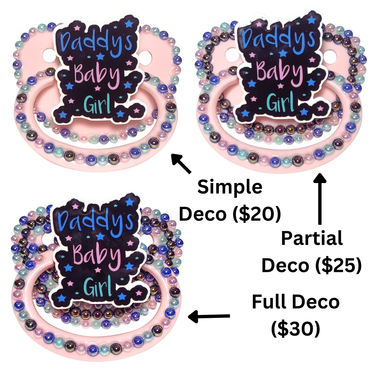 Baby Bear Pacis Adult Pacifier "Daddy's Baby Girl" White Adult Paci (D ...