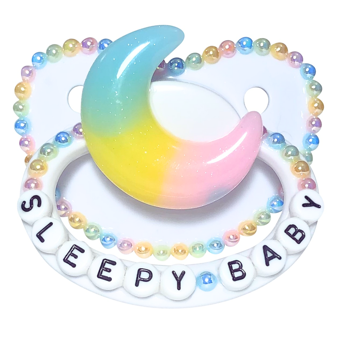 Baby Bear Pacis Adult Pacifier Sleepy Baby White Rainbow Moon Adult ...